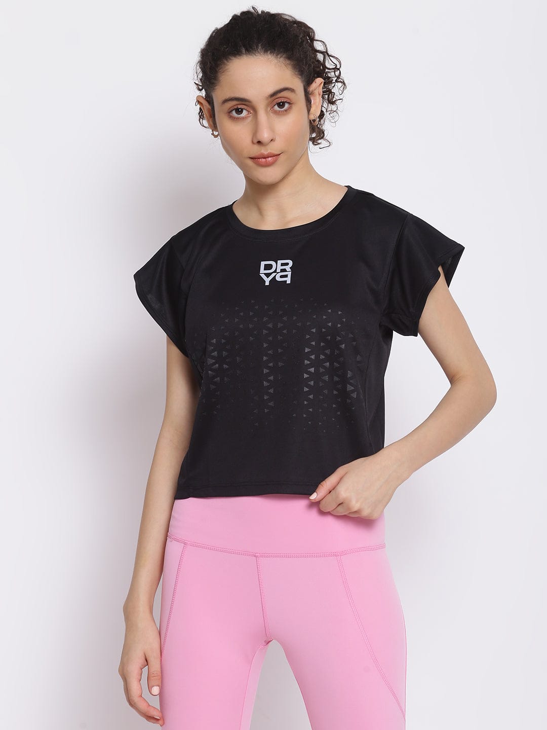 Women Box Top Black with Logo Print